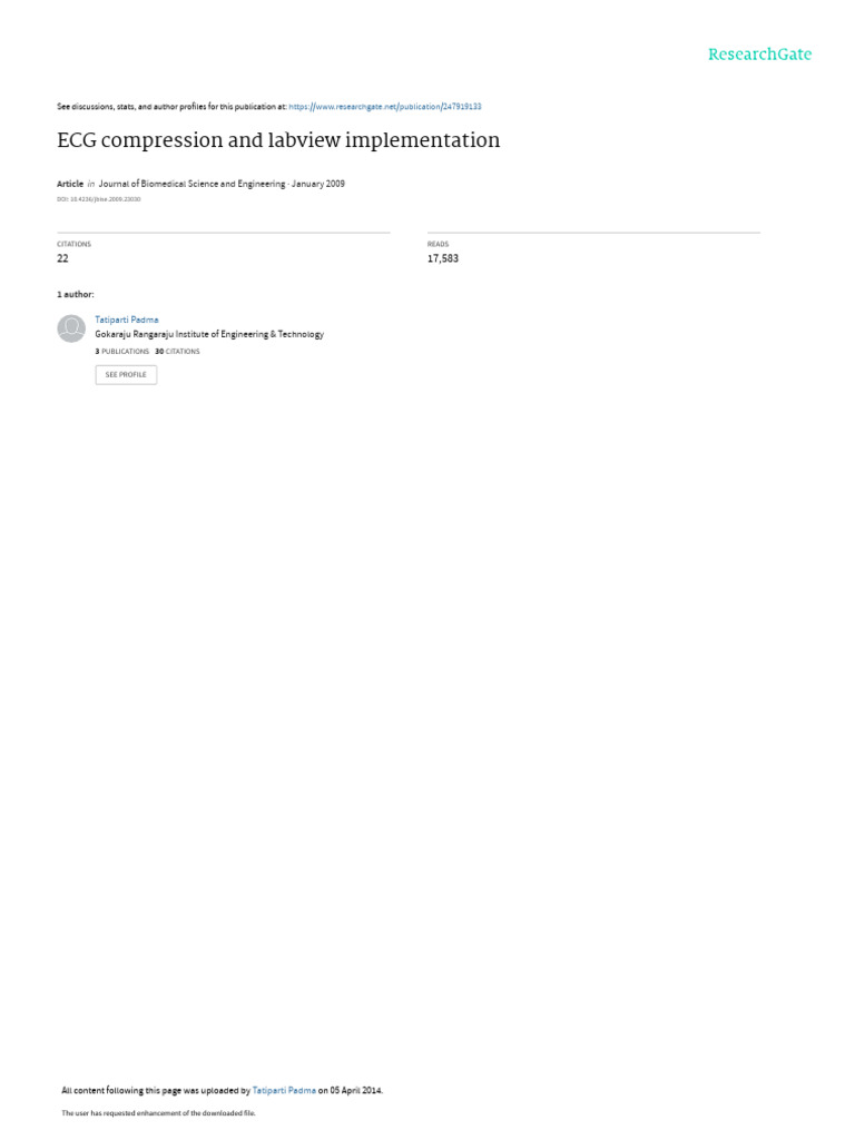 ECG Compression and Labview Implementation | PDF | Electrocardiography | Data Compression