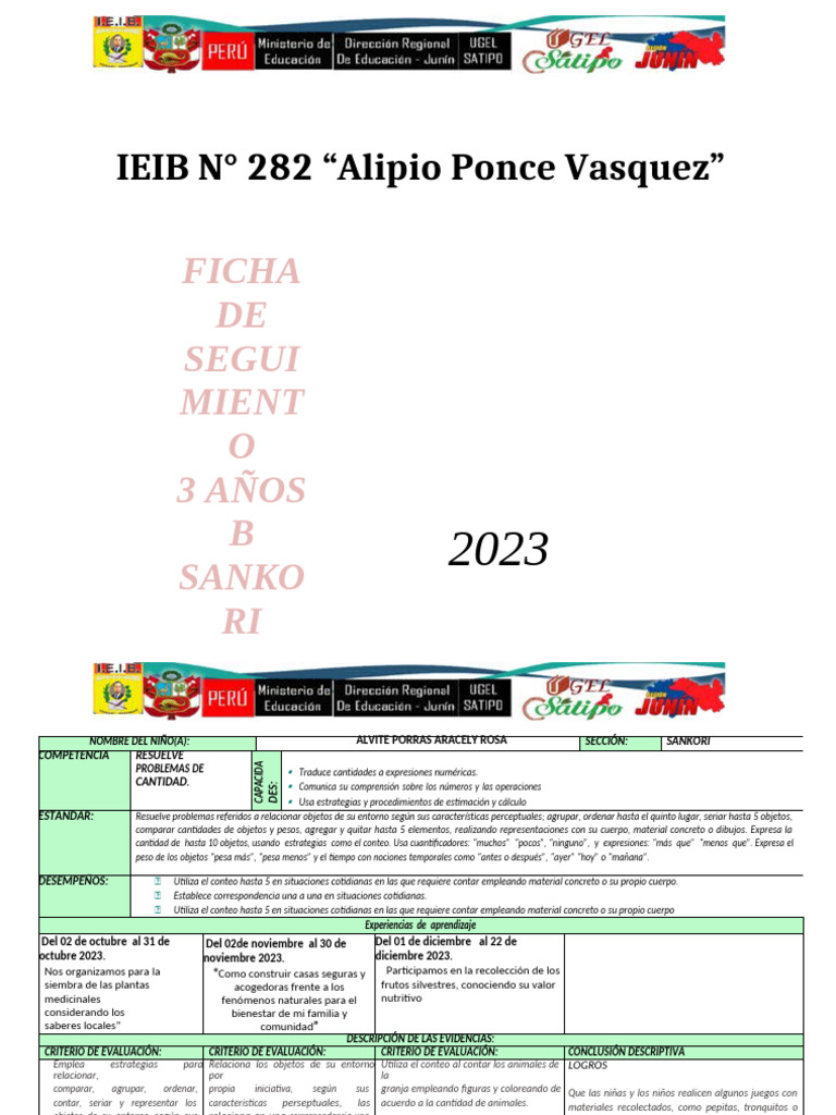 FICHA DE SEGUIMIENTO Roxana 3 | PDF | Educación de la primera infancia | Aprendizaje