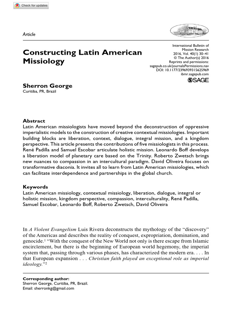Constructing Contextual Latin American Missiology | PDF | Christian ...