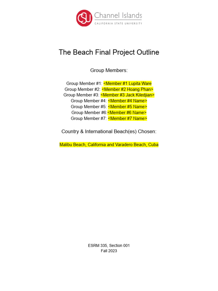 Cuba Final Project Outline | PDF | Beach | Coastal Geography