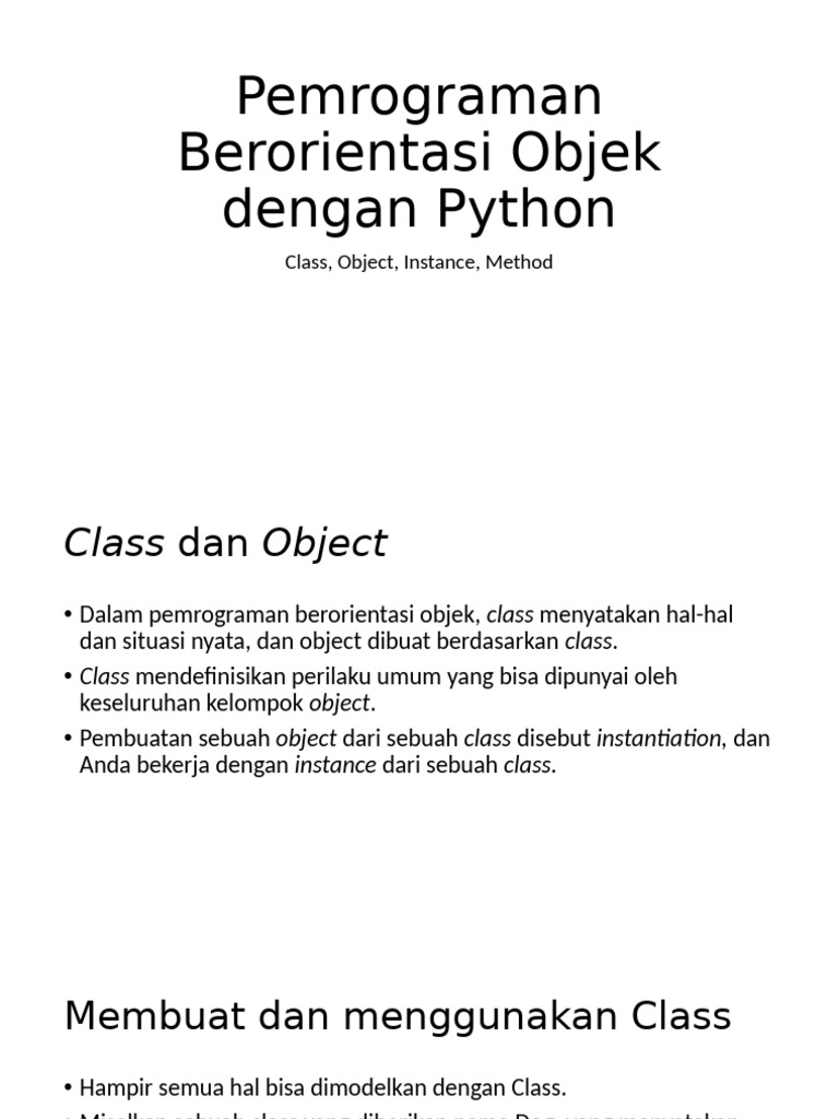 Pemrograman Berorientasi Objek Dengan Python | PDF