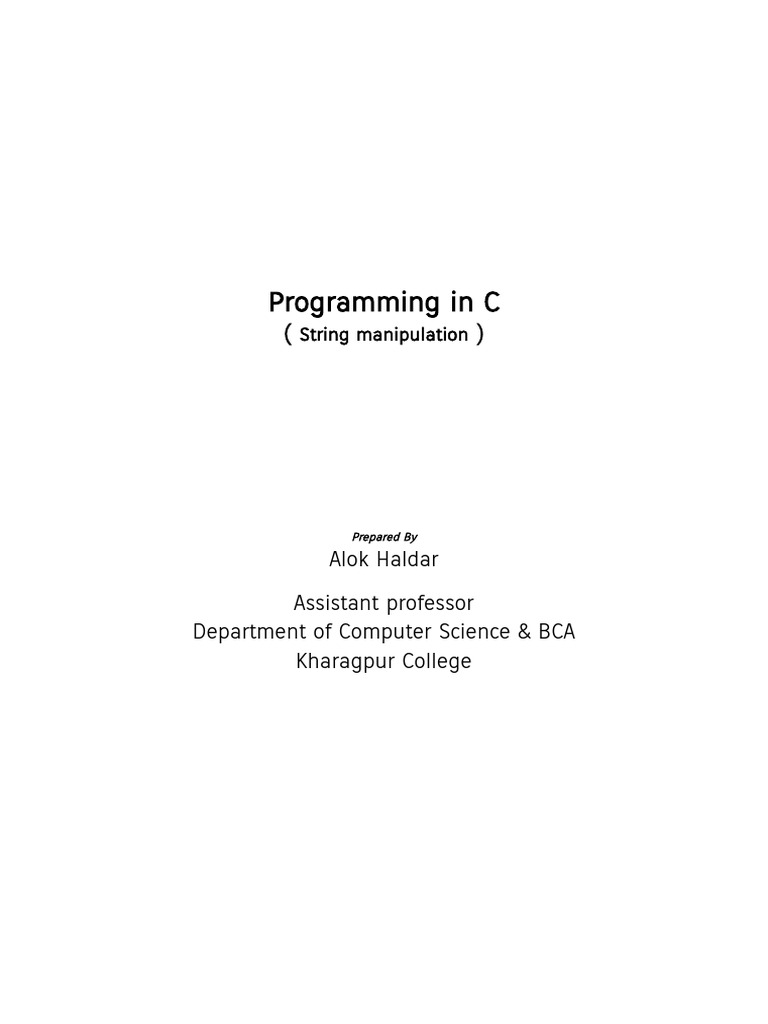 7228study Materials of String-Manipulation-lecture 10 by Prof. Alok Haldar | PDF | String ...