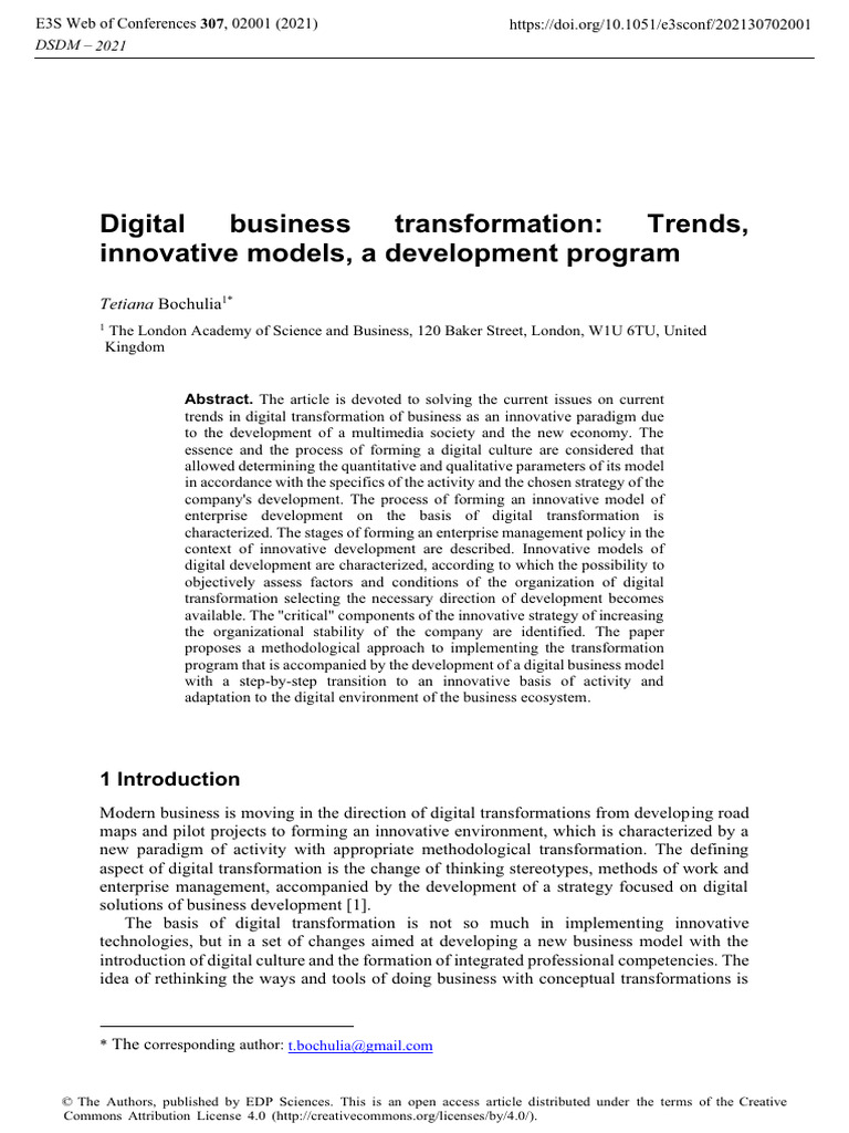 04.13 Digital-Business-Transformation | PDF | Methodology | Strategic ...