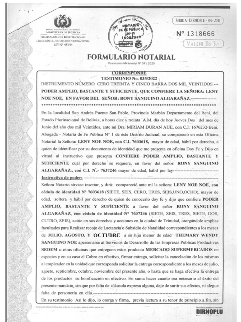 Formulario Notarial | PDF