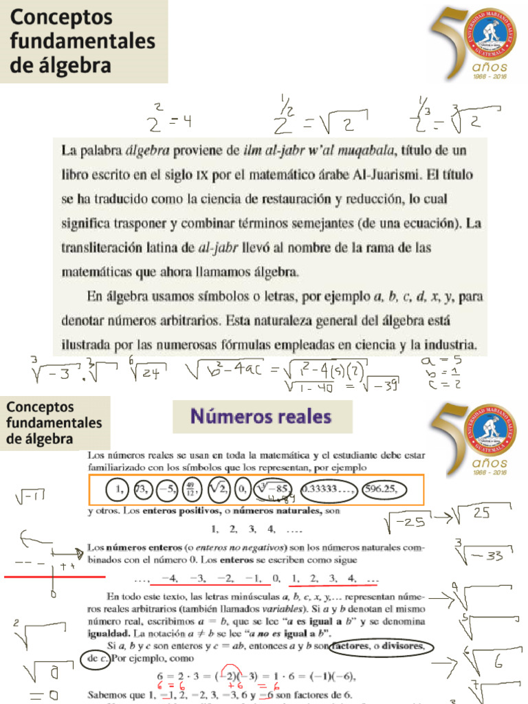 Clase Semana 1 Conceptos Fundamentales de Algebra | PDF