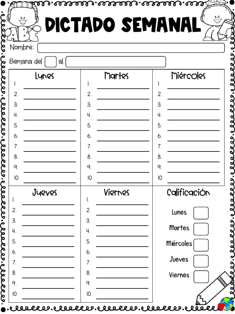 Formato de Dictado Semanal | PDF