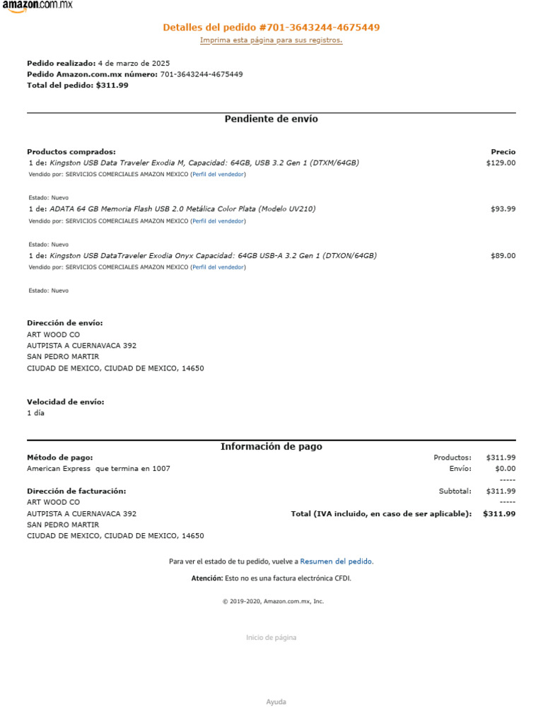 .MX - Pedido 701-3643244-4675449 | PDF | Informática