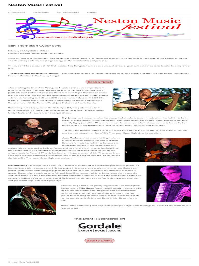 Billy Thompson Gypsy Style - Neston Music Festival | PDF | Jazz ...