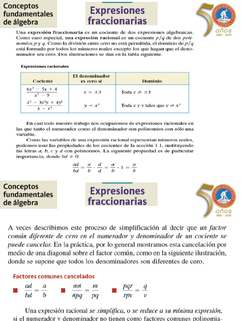 Clase Semana 4 Expresiones Racionales 1 | PDF