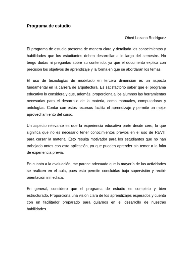 Programa de Estudio | PDF | Aprendizaje | Experiencia