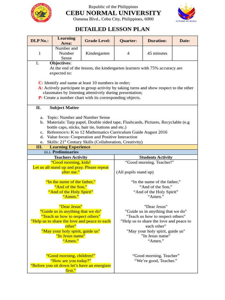 Detailed Lesson Plan Group 4 For Submission | PDF | Lesson Plan | Cognition