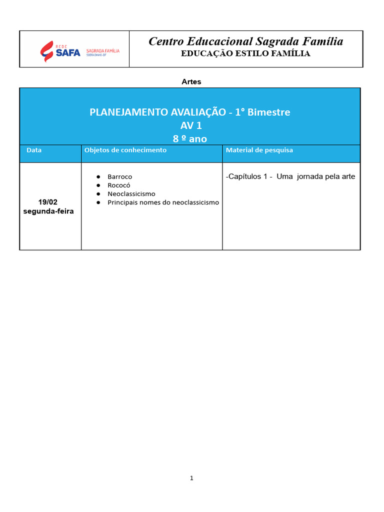 8 - Ano PLANEJAMENTO AVALIA - O | PDF