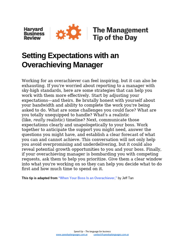 Strategies for Managing Overachieving Managers | PDF