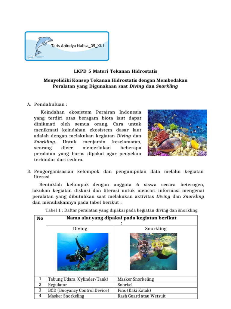 LKPD 5 Materi Tekanan Hidrostatis (Fisika) | PDF