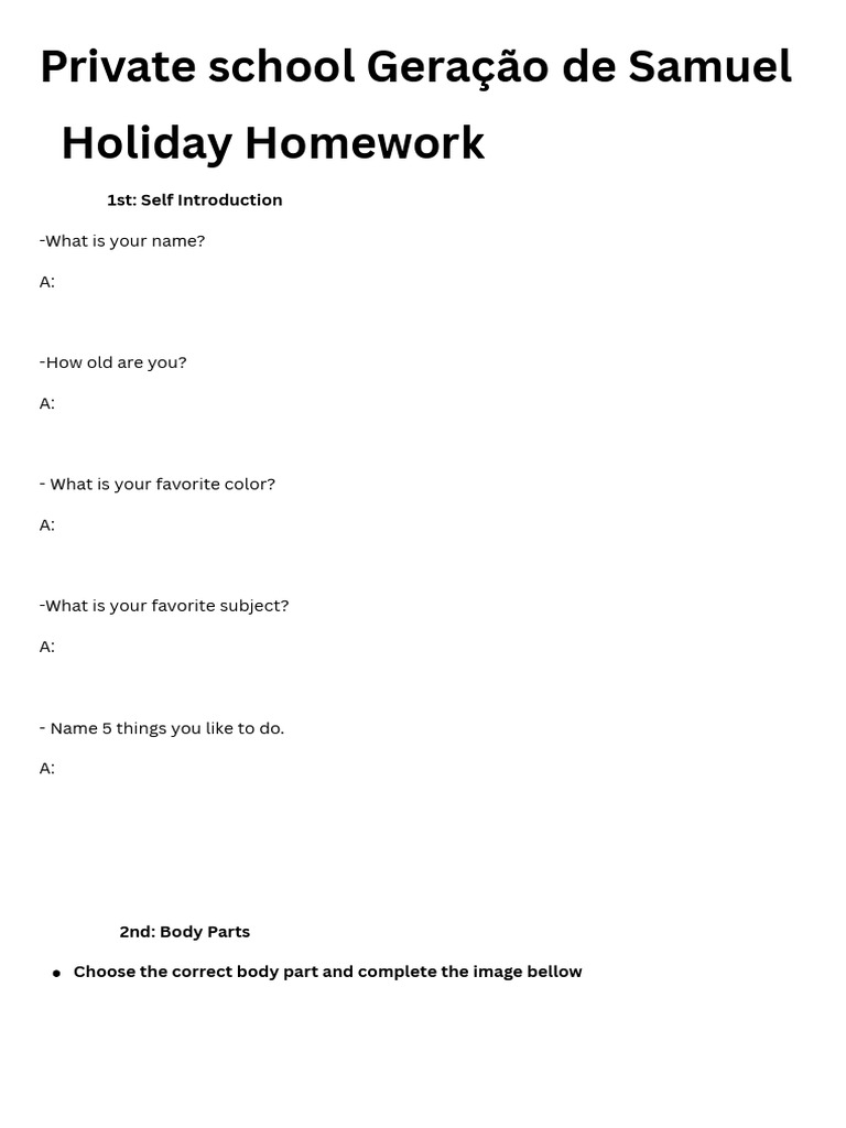 Copy of Holiday Homework for 3rd graders.pdf | PDF