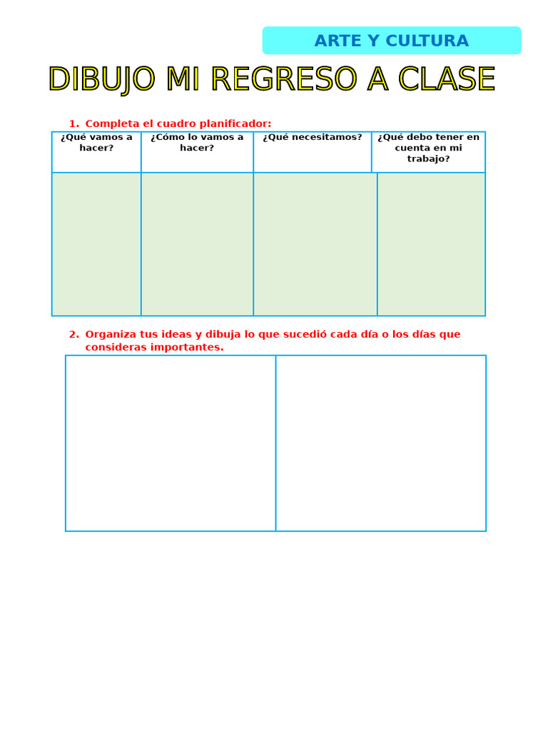 Ficha Arte-Dibujo Mi Regreso A Clase | PDF