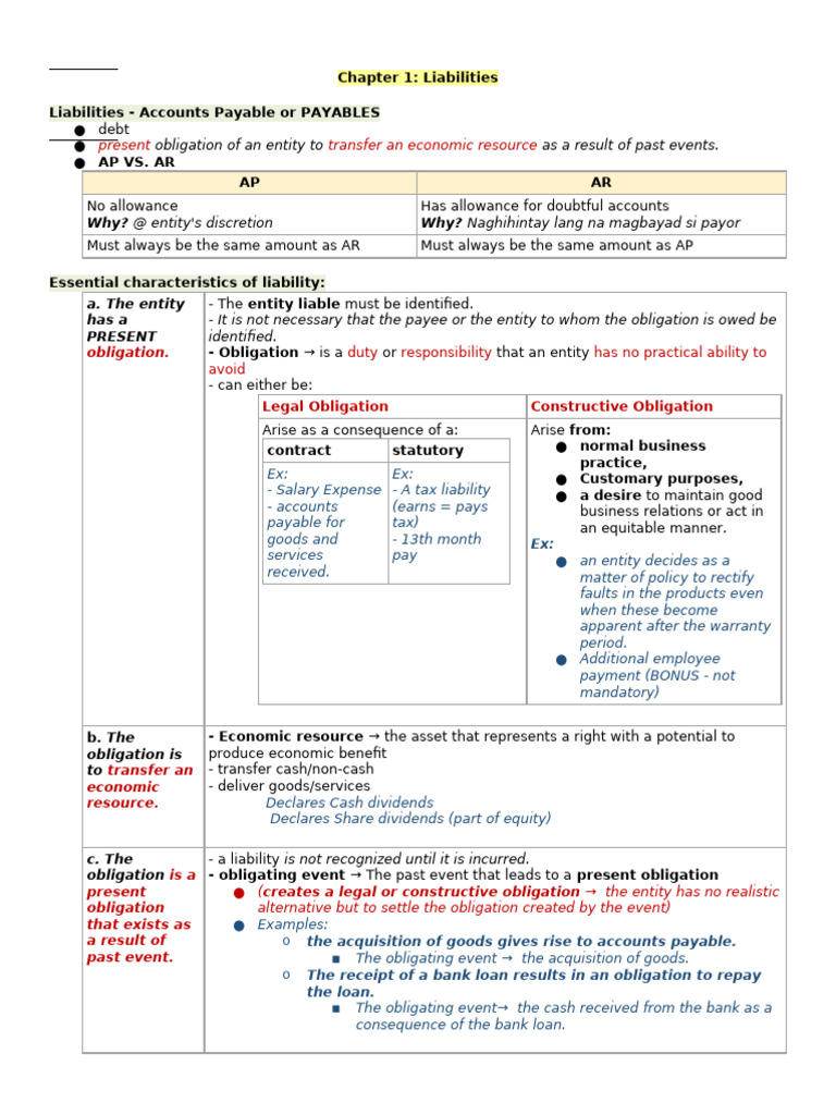 Chapter 1 - Liabilities & Chapter 4 - Contingent Liability | PDF ...