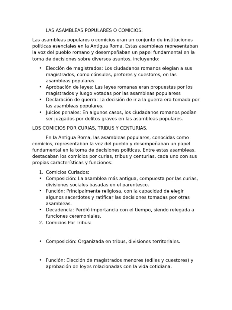 Los Comicios Currias y Centurias | PDF | Republica Romana | Roma antigua