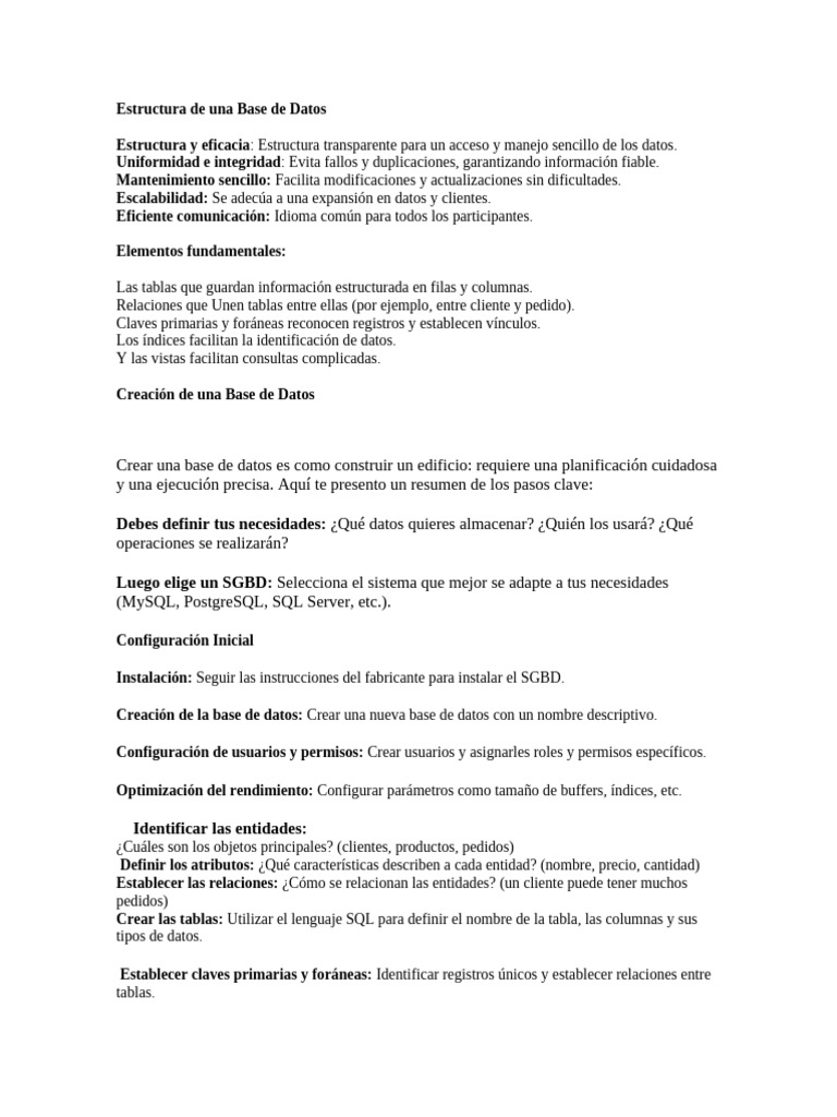 Estructura Y Creación De Bases De Datos Pdf Bases De Datos Sql 1600