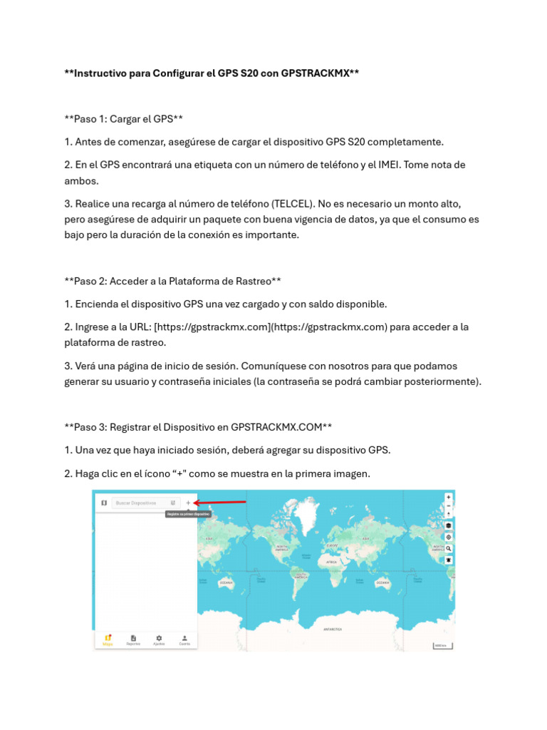 Instructivo para Configurar el GPS_S20 con GPSTRACKMX | PDF