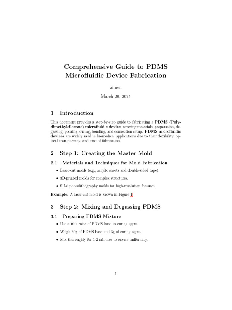 Comprehensive Guide To PDMS Microfluidic Device Fabrication | PDF | Microfluidics | Physical ...