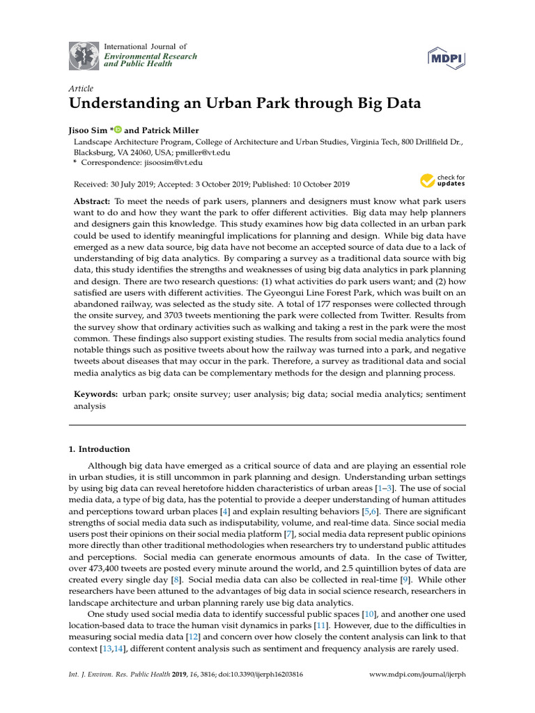 Big Data Insights for Urban Park Design | PDF | Survey Methodology ...