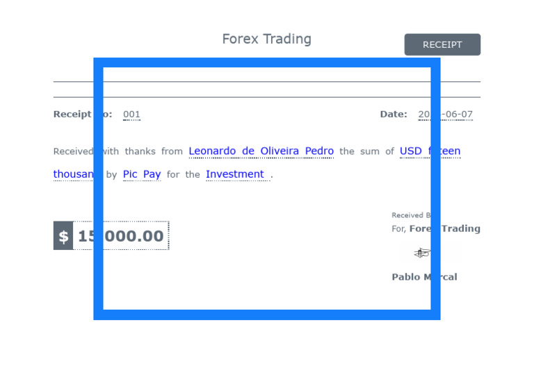 Forex Trading Receipt - $15,000 Payment | PDF
