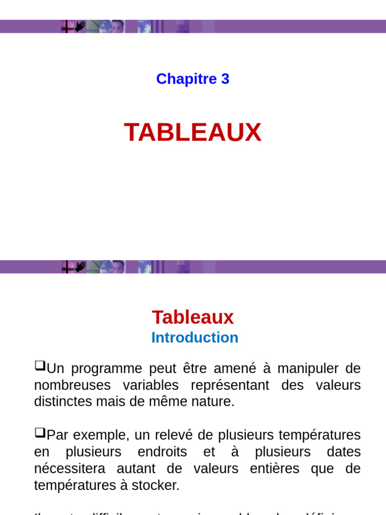 Chapitre 3 - Tableaux | PDF | Structure de contrôle | Informatique