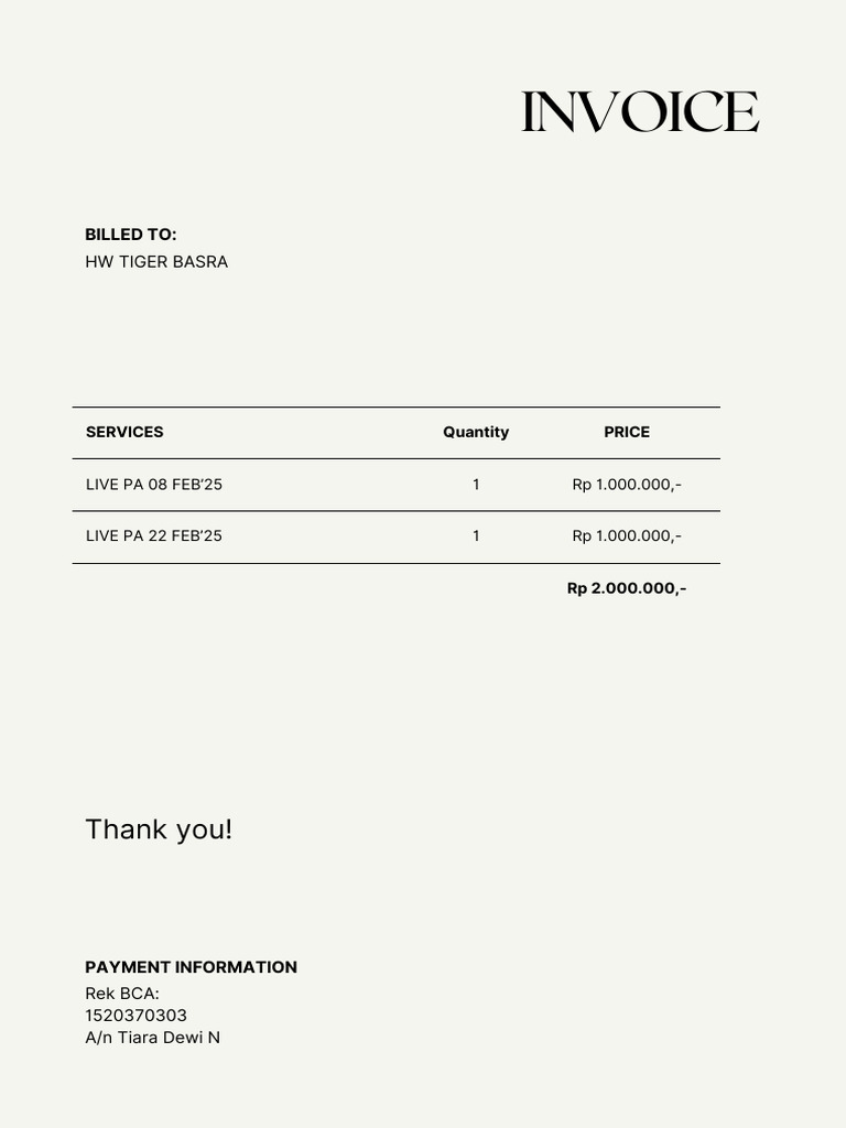 Invoice Tiara | PDF