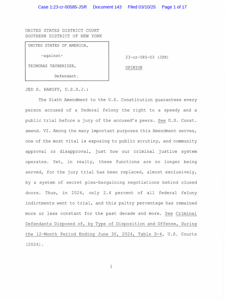 Judge Rakoff Opinion Re Acceptance of Resp. | PDF