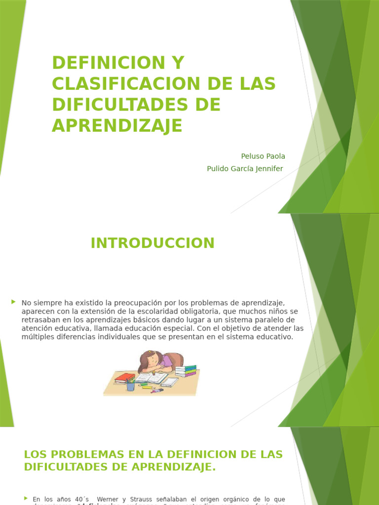 DEFINICION Y CLASIFICACION DE LAS DIFICULTADES DE APRENDIZAJE | PDF | Trastorno del desarrollo ...