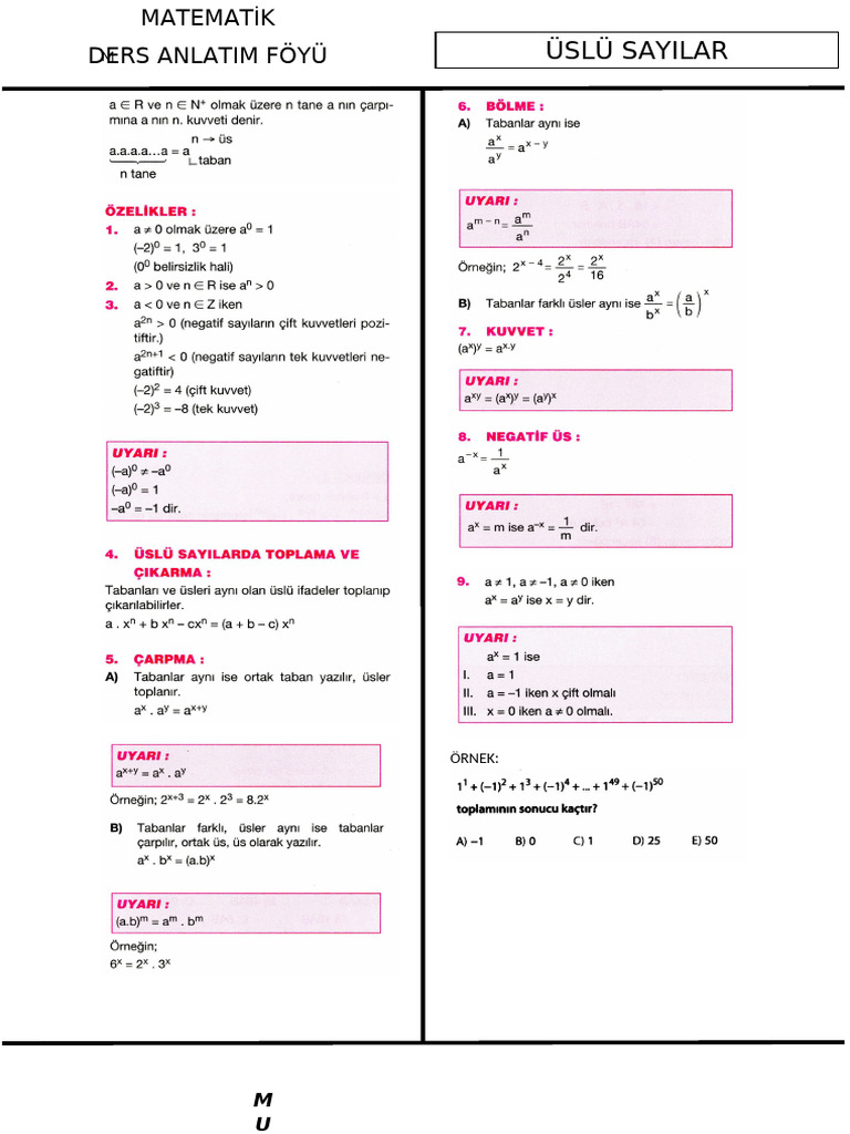 Üslü Sayilar | PDF