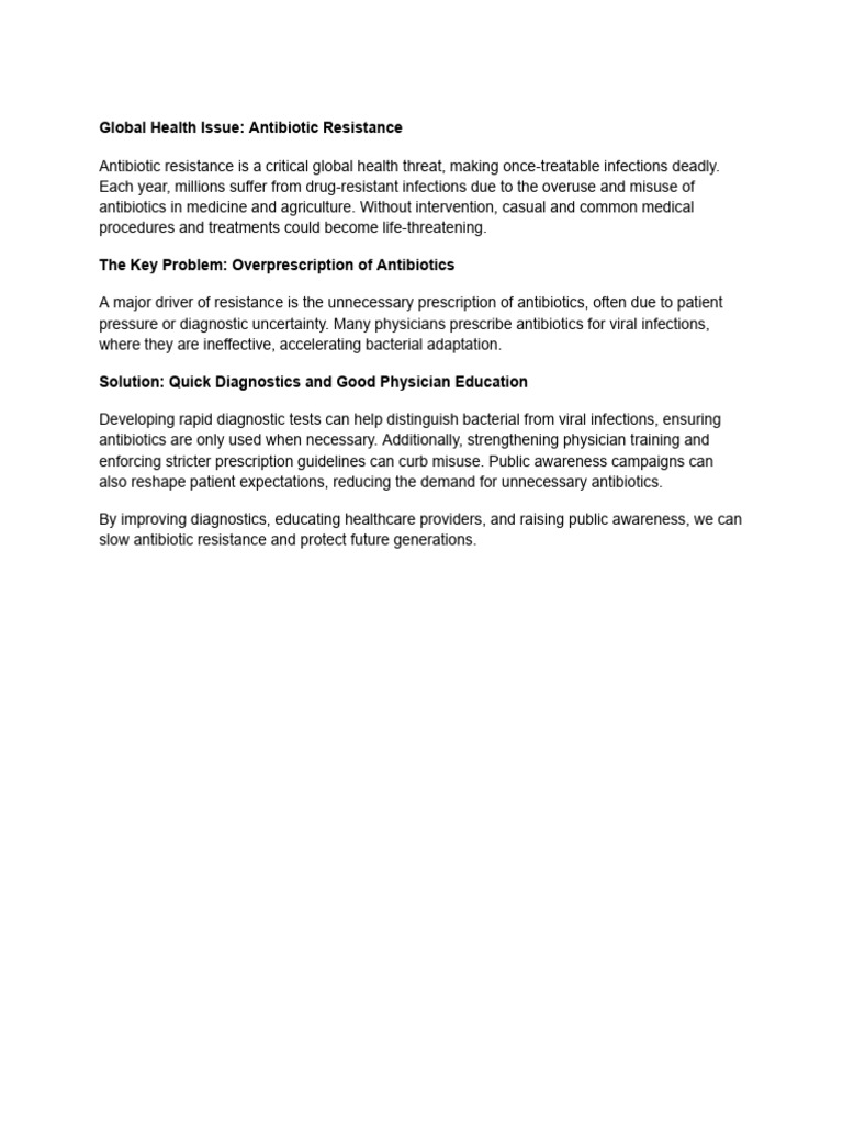 Global Health Issue - Antibiotic Resistance | PDF