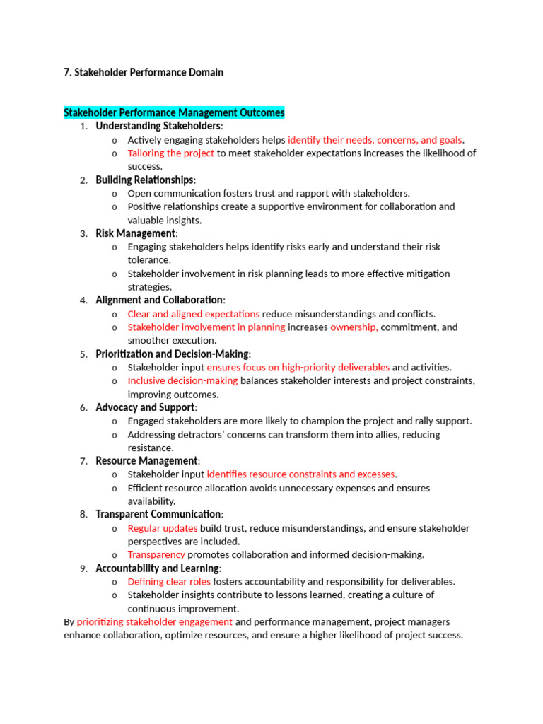 CAPM 7. Stakeholder Performance Domain | PDF | Project Management ...