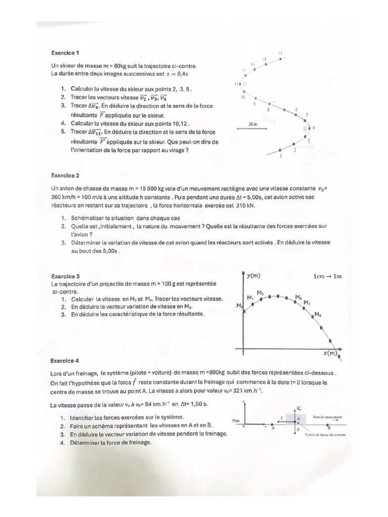 Exo Physique Chapitre Vecteur Et Vitesse | PDF