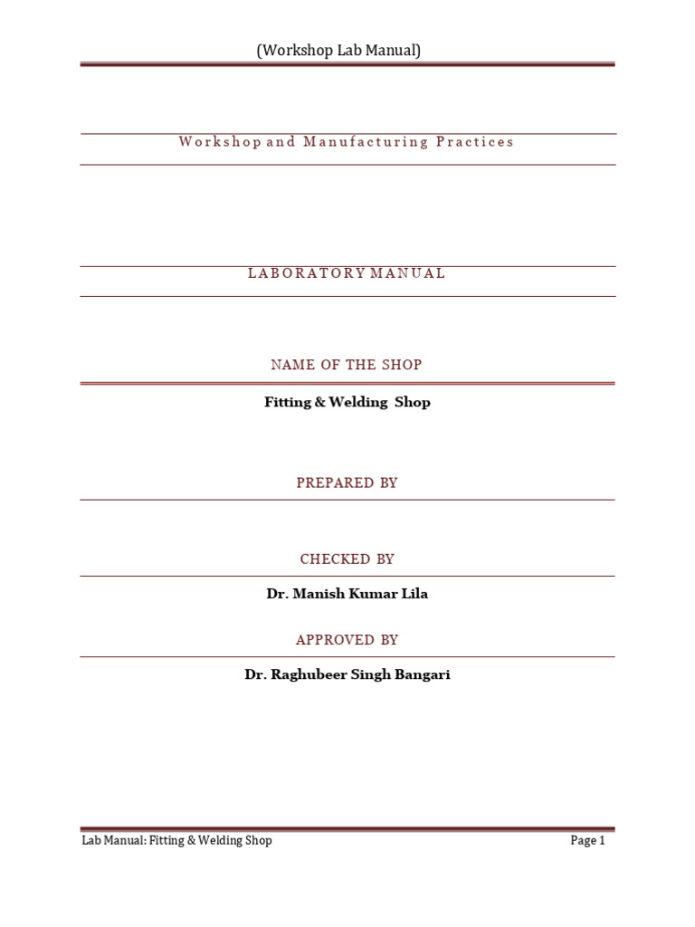 Fitting and Welding Lab Manual | PDF | Welding | Construction