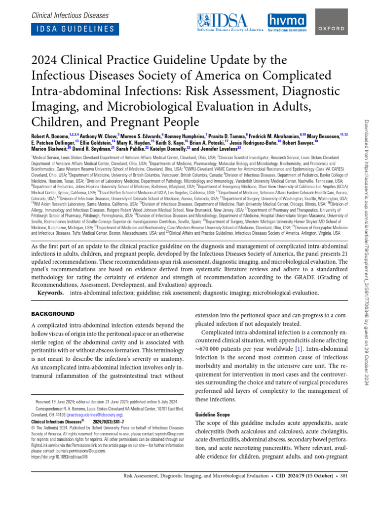 IDSA 2024 Intra-Abdominal Infection | PDF | Medical Imaging | Ct Scan
