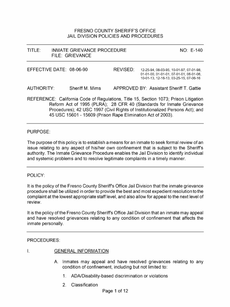 Grievance E-140 02-09-23 | PDF | Prison | Complaint