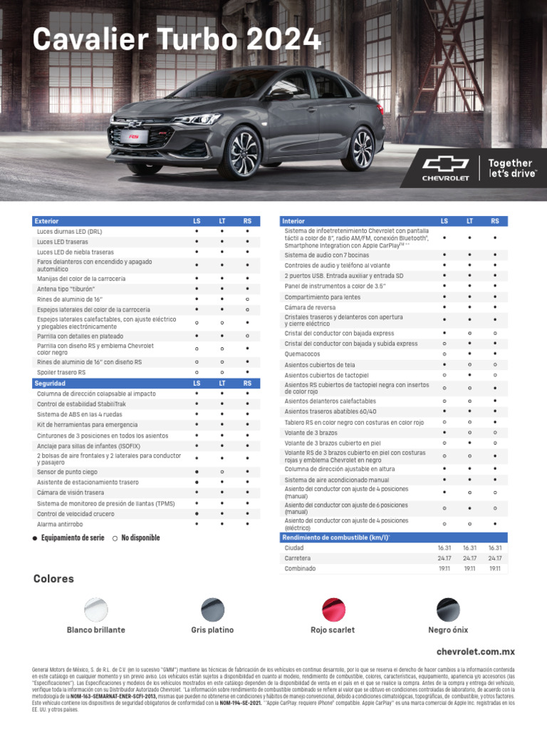 Ficha Técnica Chevrolet Cavalier 2023 | PDF | Apple Inc. | Carros ...