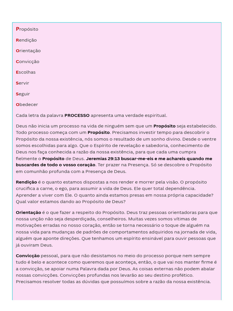 Acrostico Palavra PROCESSO | PDF | Deus | Revelação