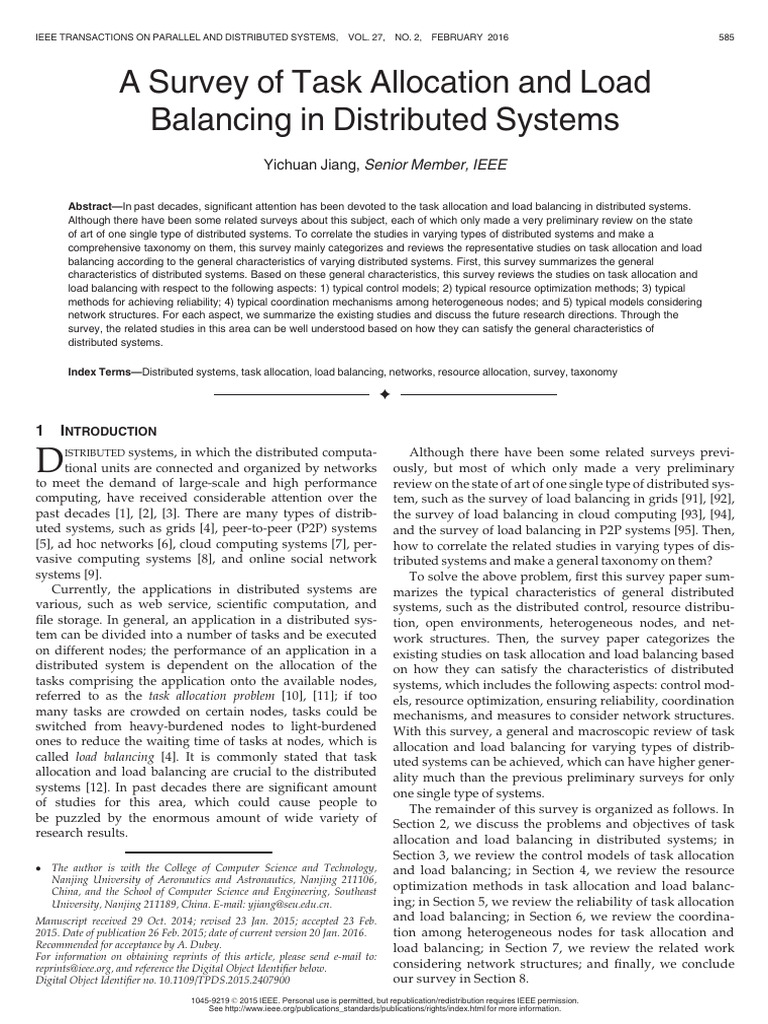 A Survey of Task Allocation and Load Balancing in Distributed Systems | PDF | Distributed ...