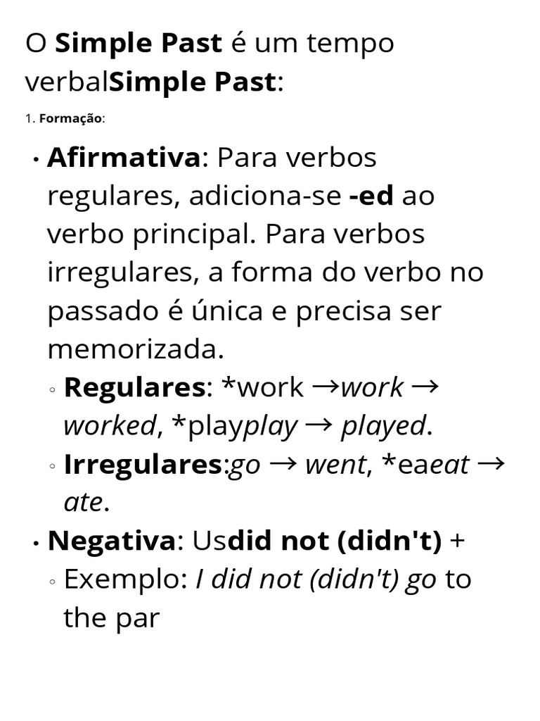 Guia Completo do Simple Past | PDF