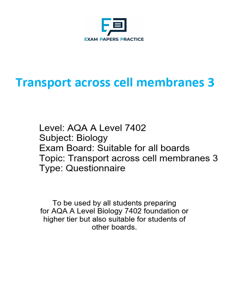 3.2.3 Transport Across Cell Membranes 3 Questionnaire | PDF | Cell ...
