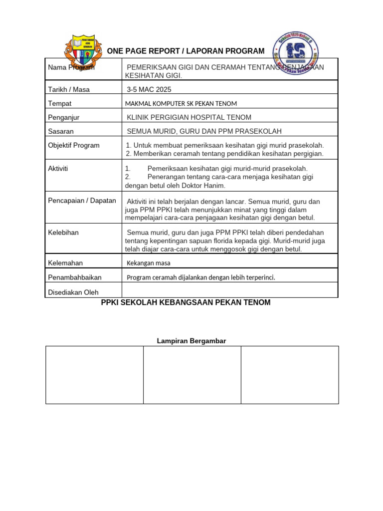 OPR Ceramah Kesihatan Gigi 2025 | PDF