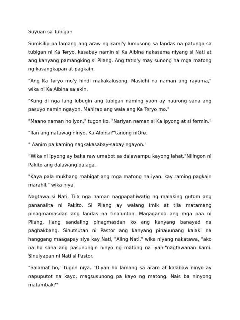 Suyuan Sa Tubigan 1 | PDF