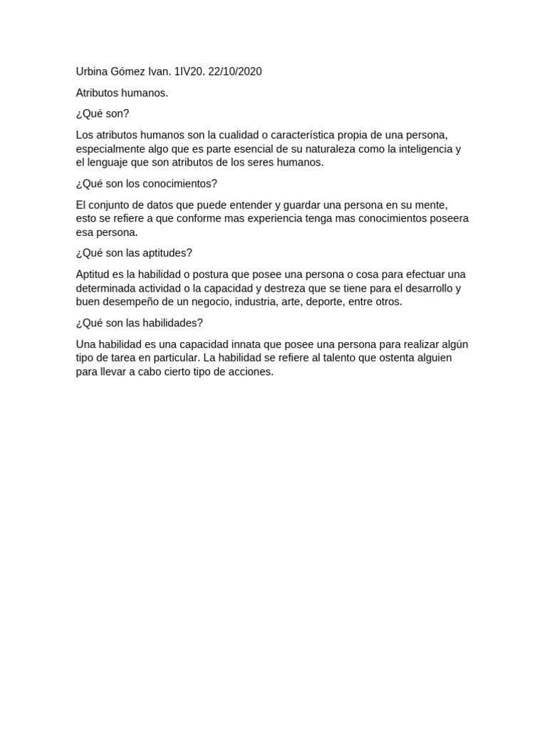 Atributos Humanos: Conocimientos y Habilidades | PDF