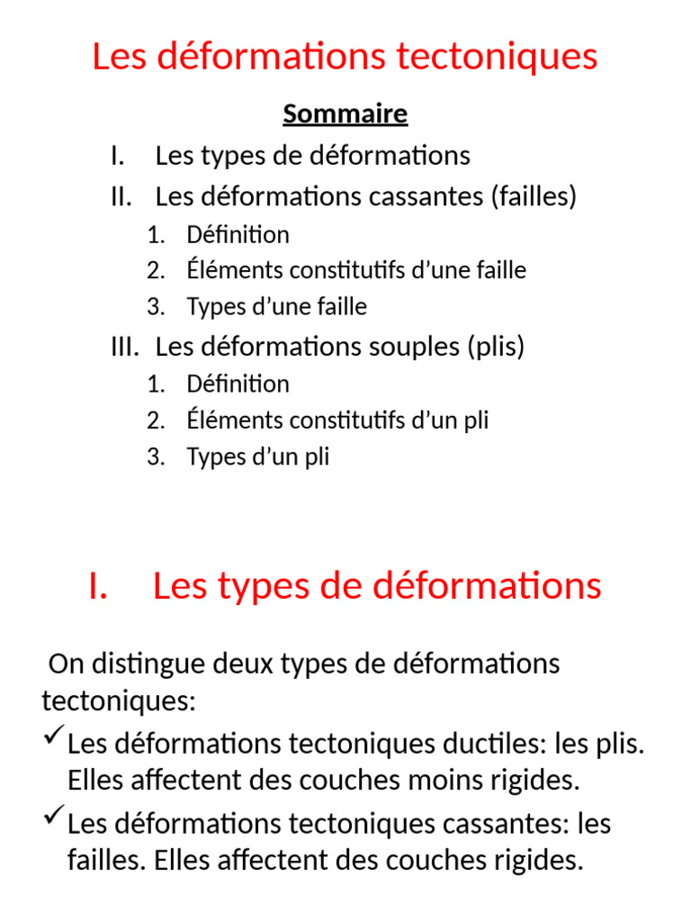 Types de déformations tectoniques | PDF | Faille (Géologie ...