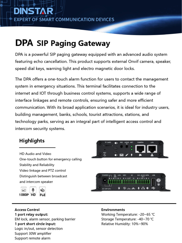 DPA SIP Paging Gateway Datasheet-4 | PDF | Session Initiation Protocol | Network Protocols