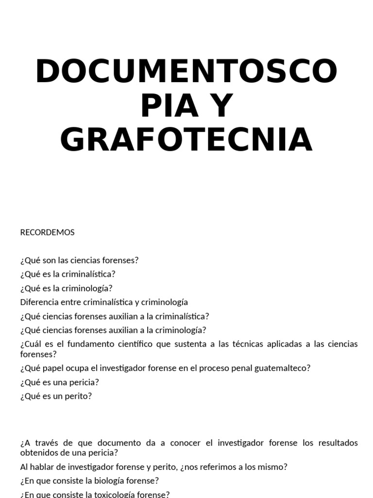Documentoscopía y Grafotecnia Forense | PDF | Ciencia forense | Grafología
