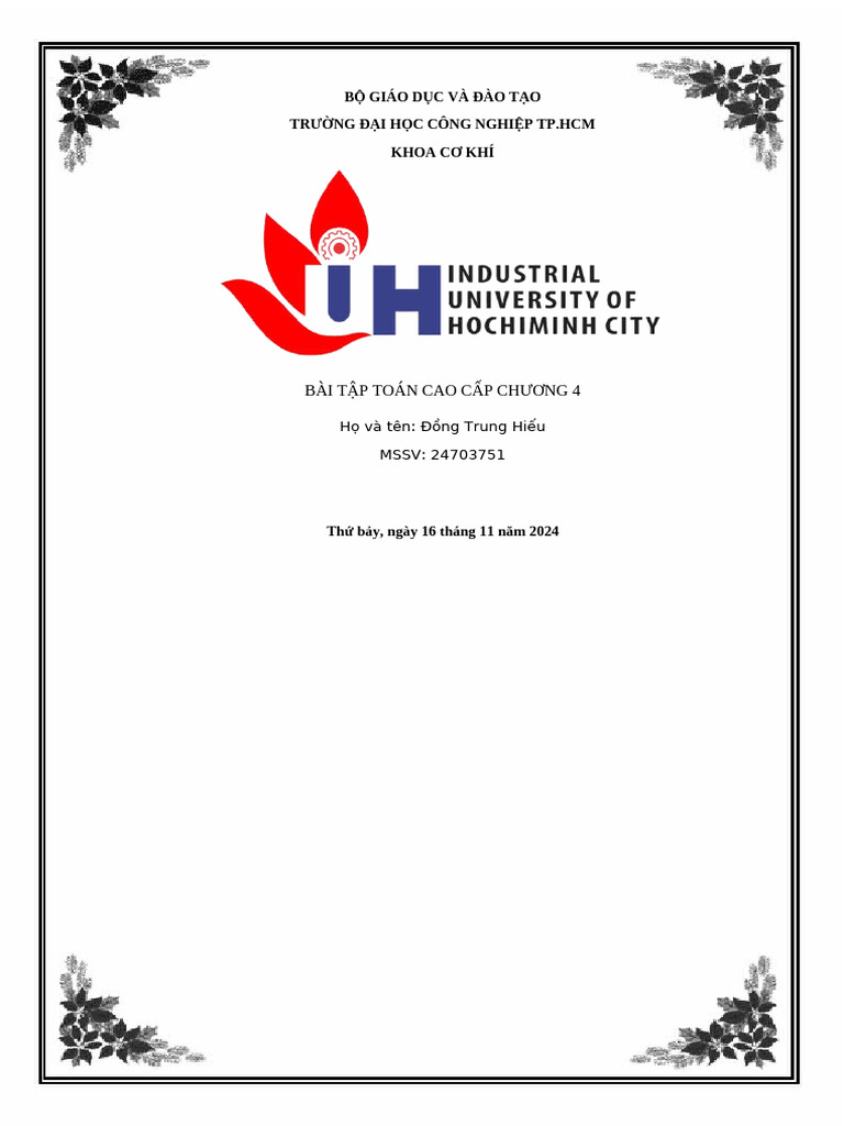 Mau Bia Tieu Luan Dai Hoc Cong Nghiep TPHCM | PDF